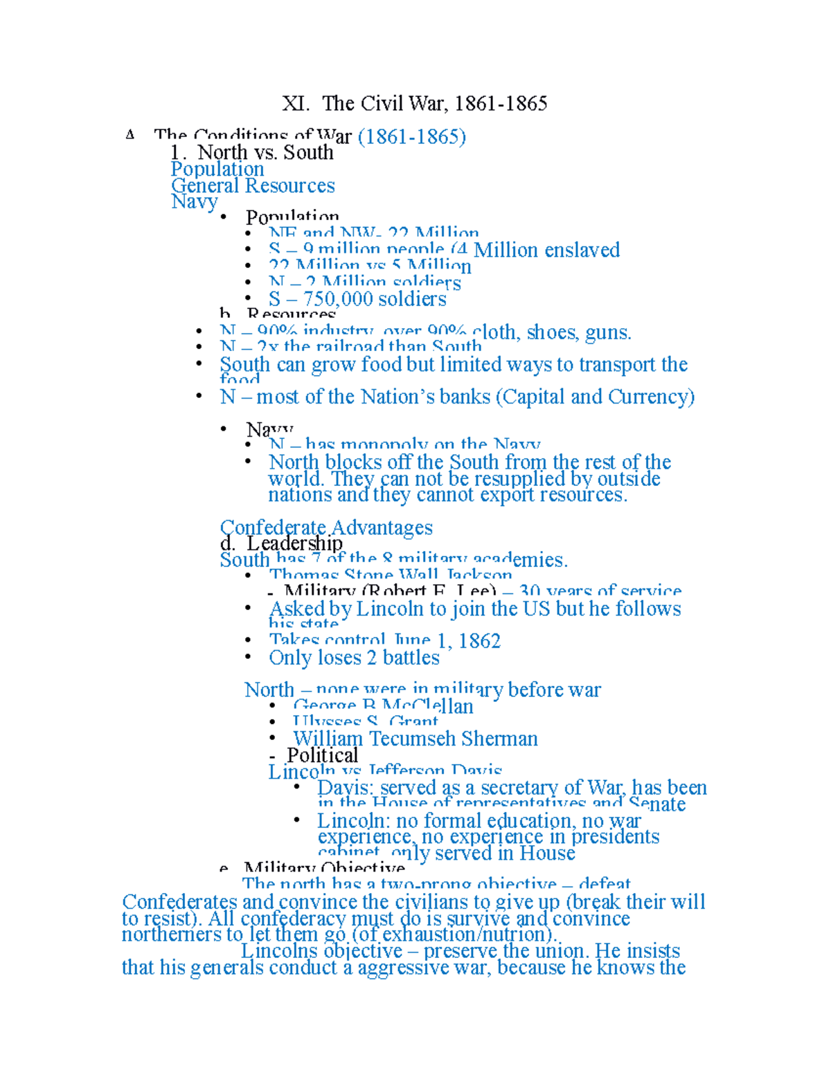 XI. The Civil War, 1861-1865 - XI. The Civil War, 1861- A. The ...