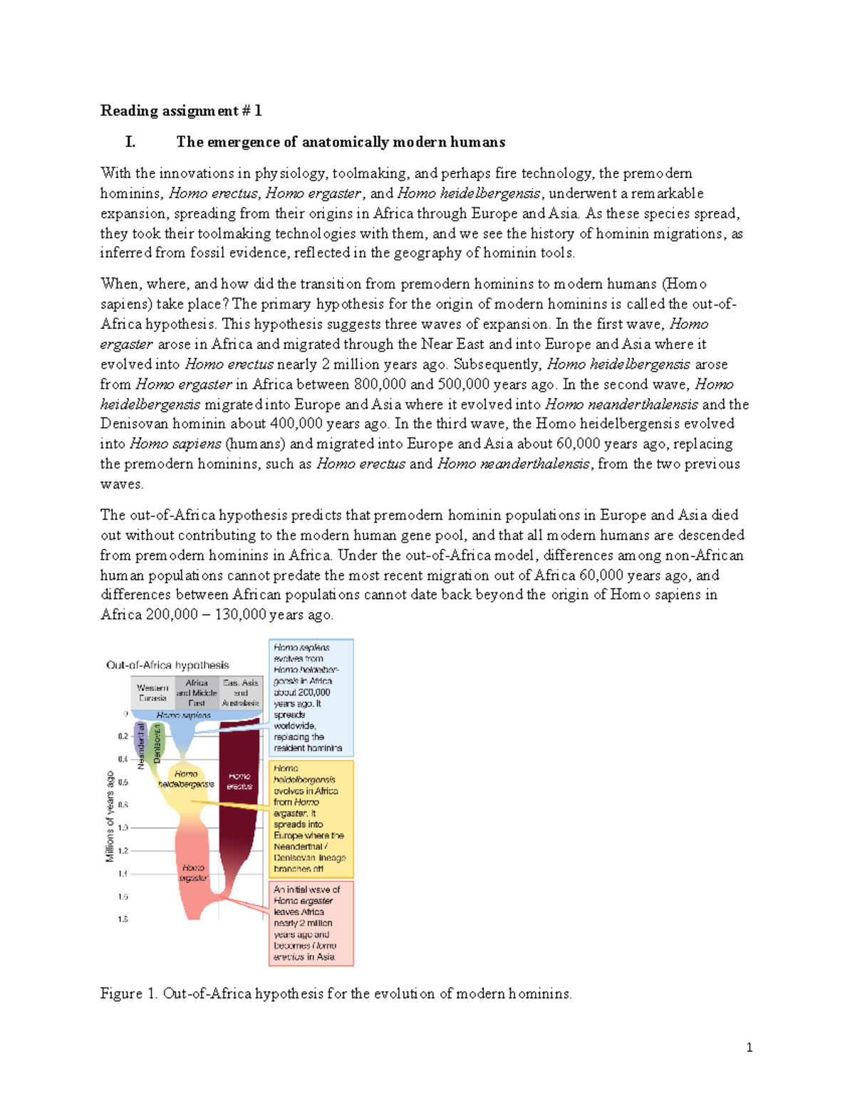 R1 Fall 17 - Lecture notes 1 - Reading assignment # 1 I. The emergence ...