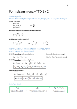 Formelsammlung Thermodynamik I - Formelsammlung Technische ...