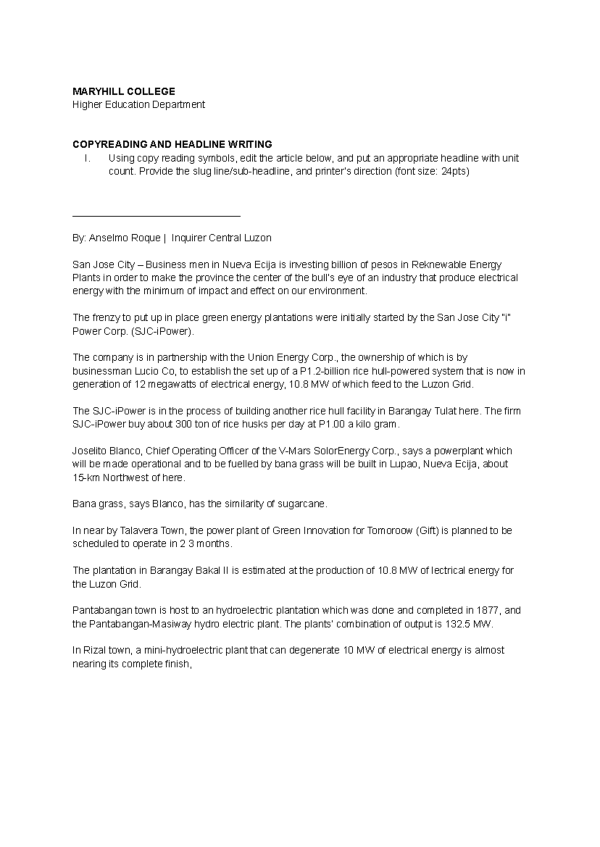 Copyreading-and-Headline-Writing-Activity - MARYHILL COLLEGE Higher ...