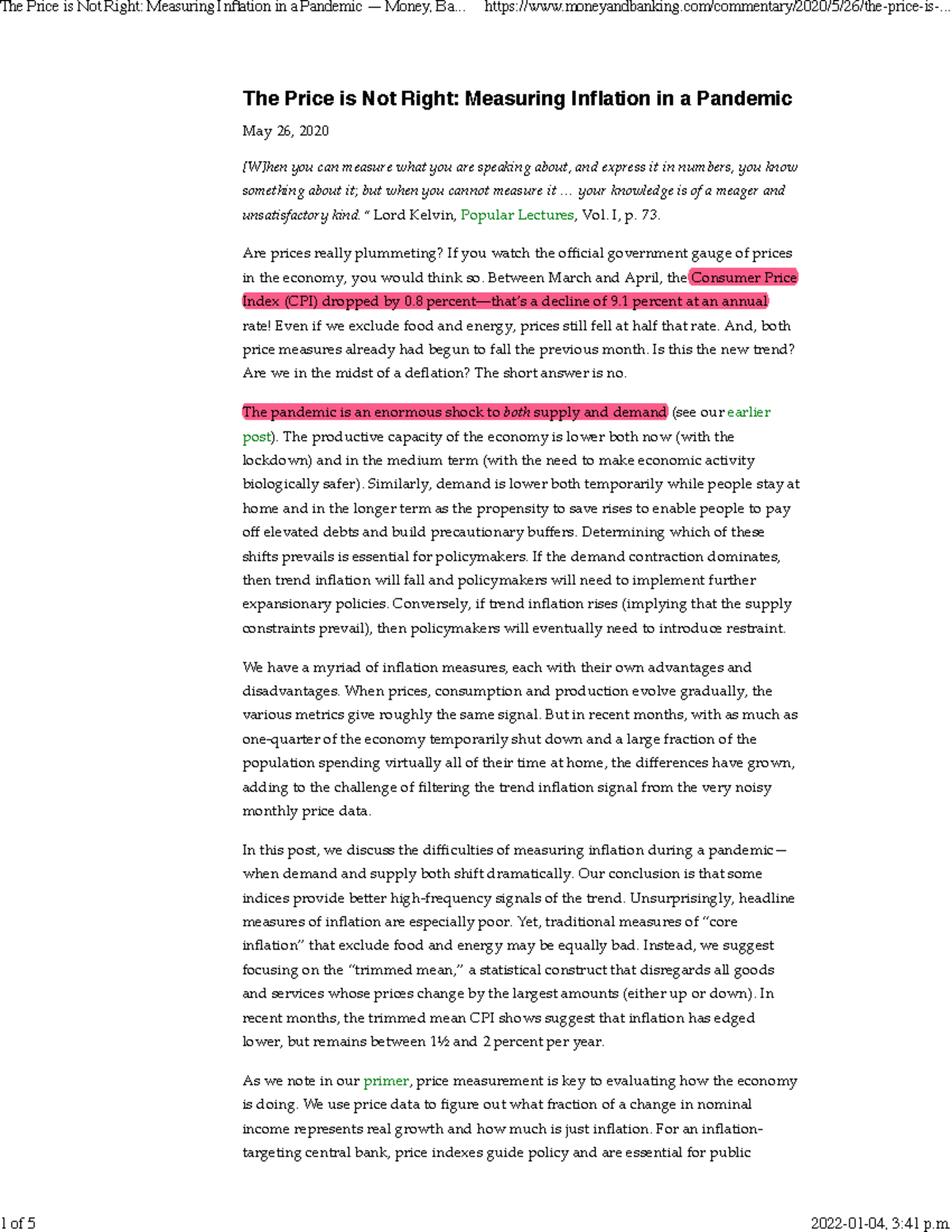 2. The Price is Not Right Measuring Inflation in a Pandemic annotated ...