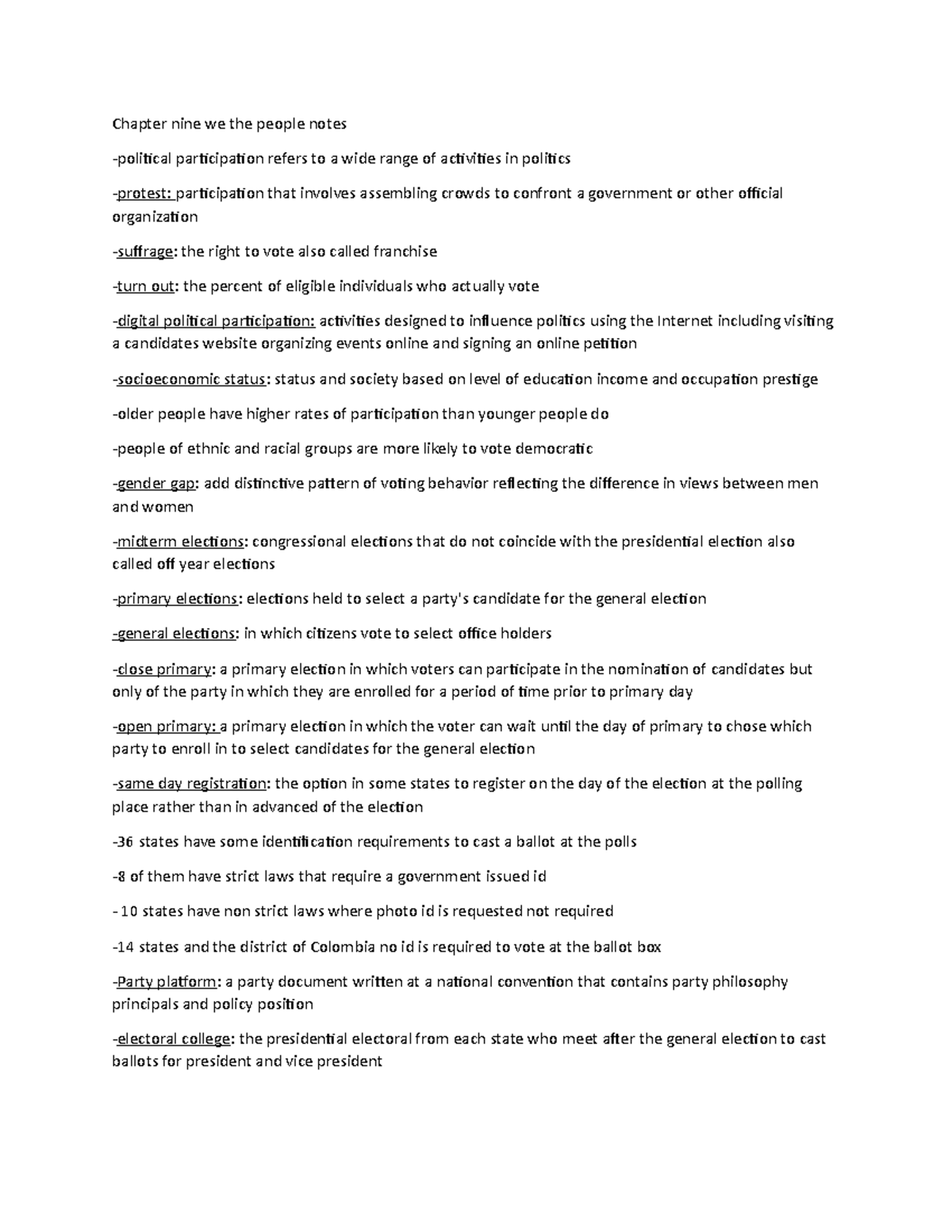 Chapter nine we the people notes - Chapter nine we the people notes ...