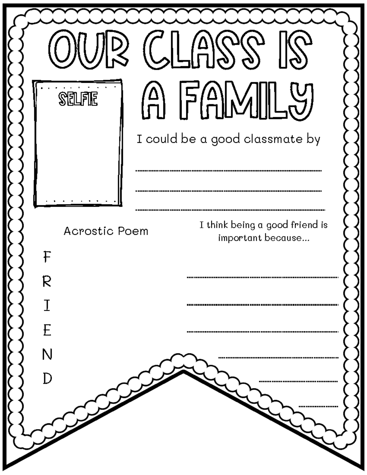 Our Classisa Family Pennant Freebie-1 - ELM-250 - Our Class is a family ...