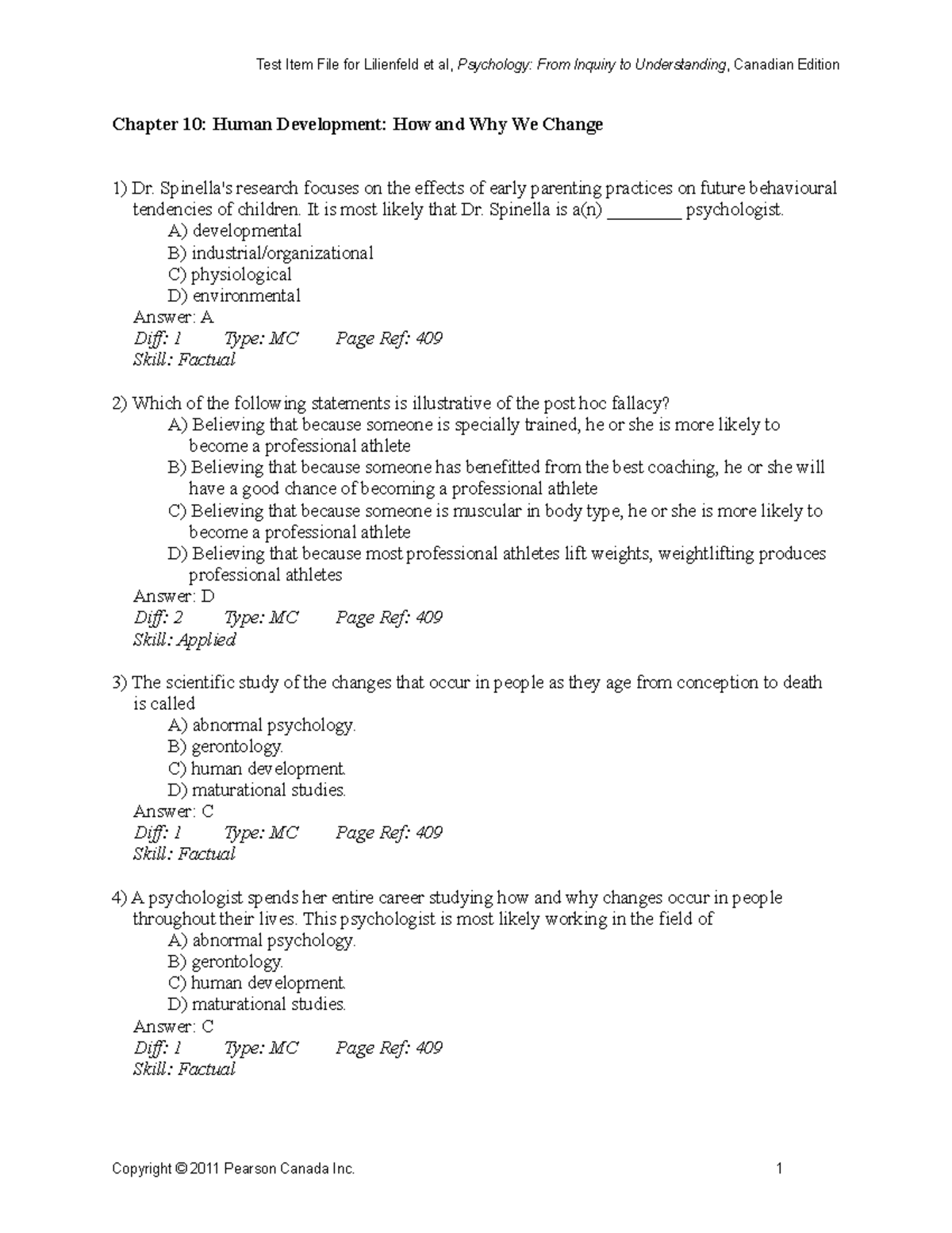 Psych chapter 10 - Chapter 10: Human Development: How and Why We Change ...