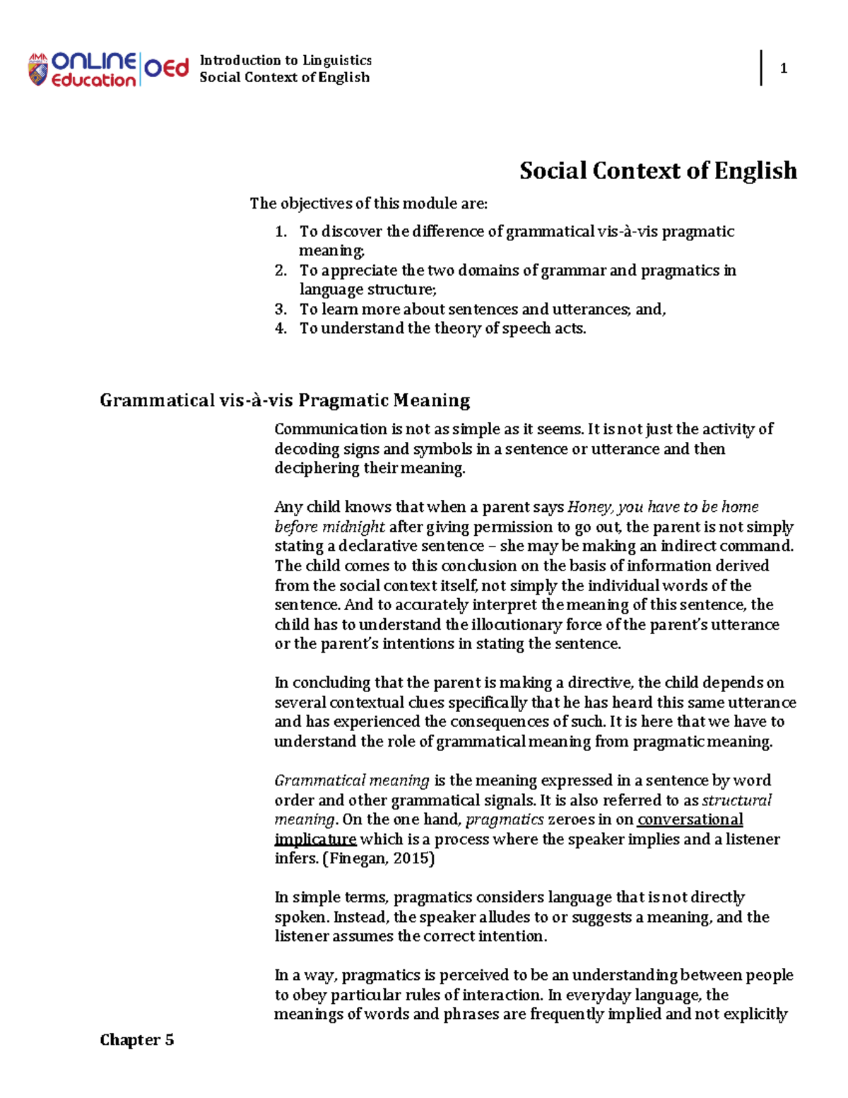 W5 Lesson 5 - The Social Context of English Part 1 - Module ...