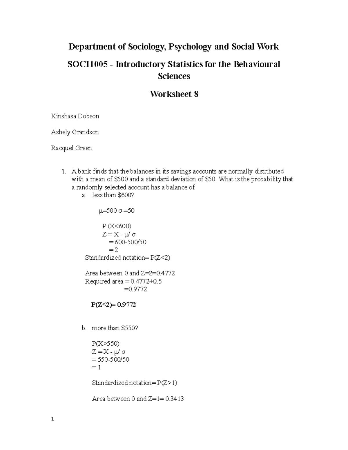 Group 1 Worksheet 8 - math - Department of Sociology, Psychology and ...