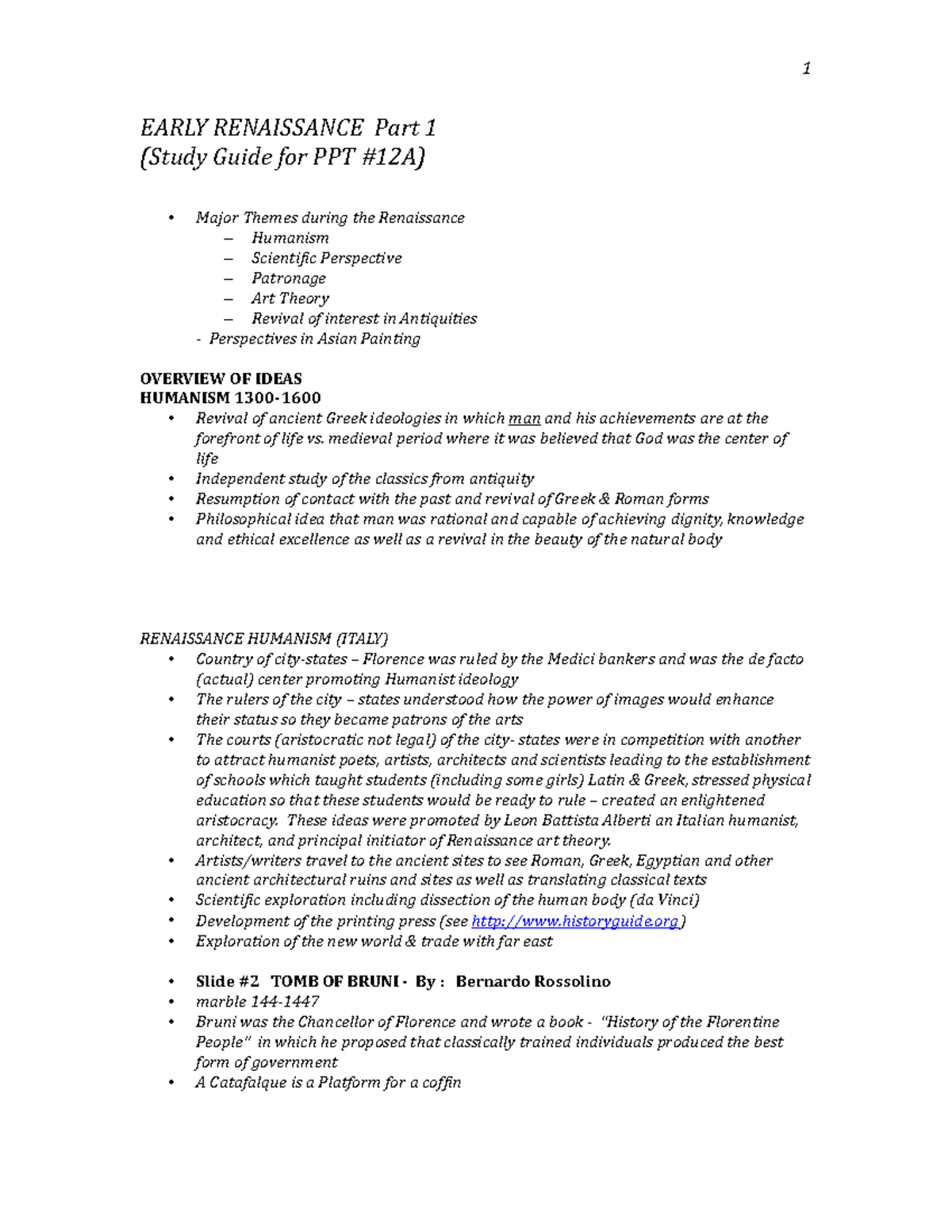 12 Study Guide Early Reniassance - EARLY RENAISSANCE Part 1 (Study ...