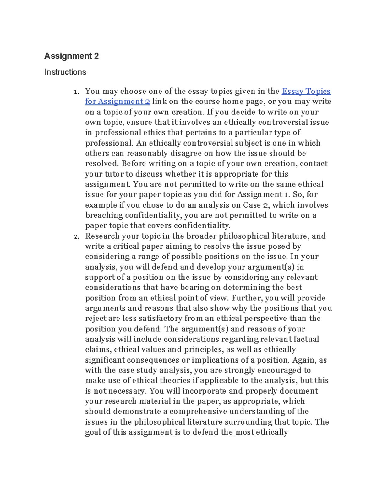 Assignment two outline with course strategy information - Assignment 2 ...