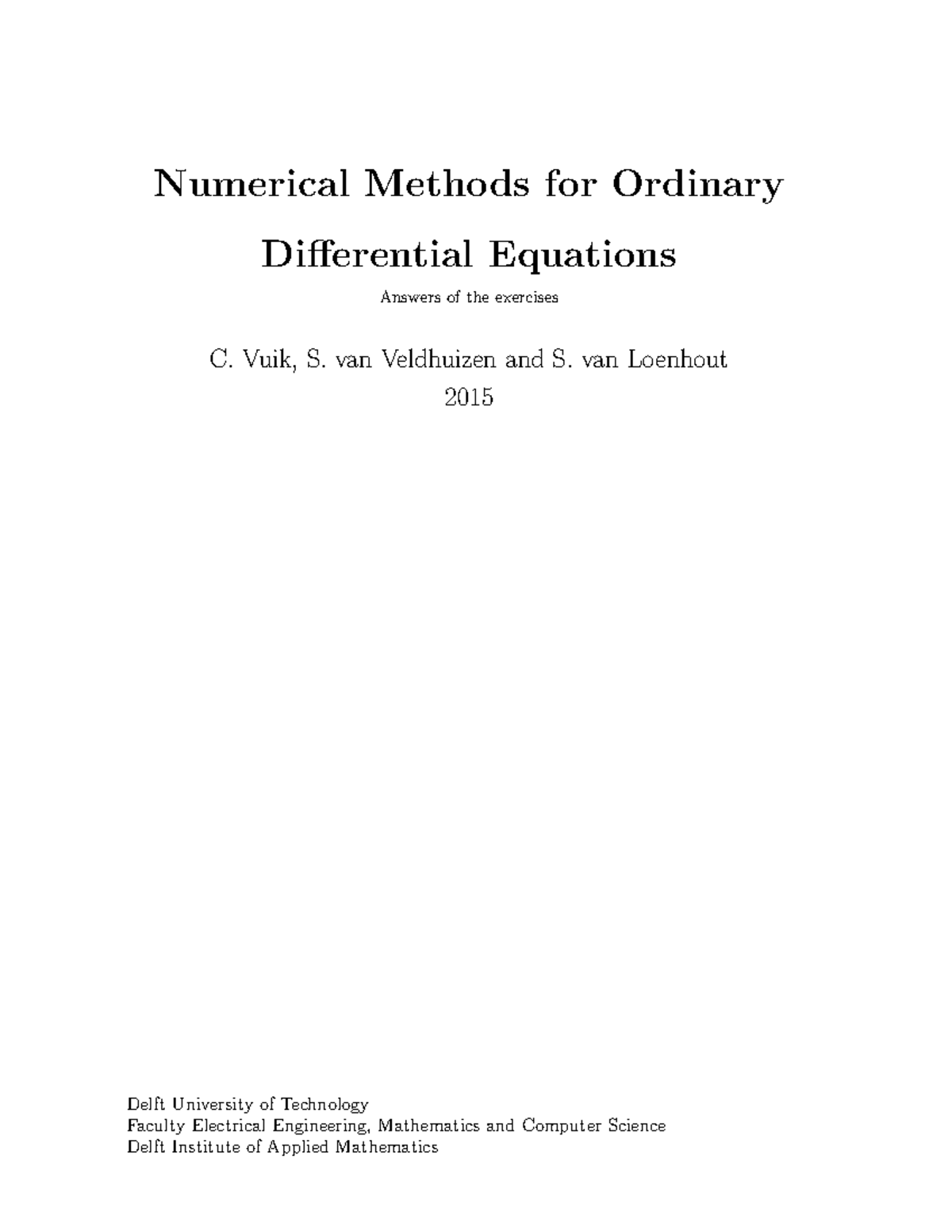 Solution manual of Numerical Methods for Ordinary Differential ...