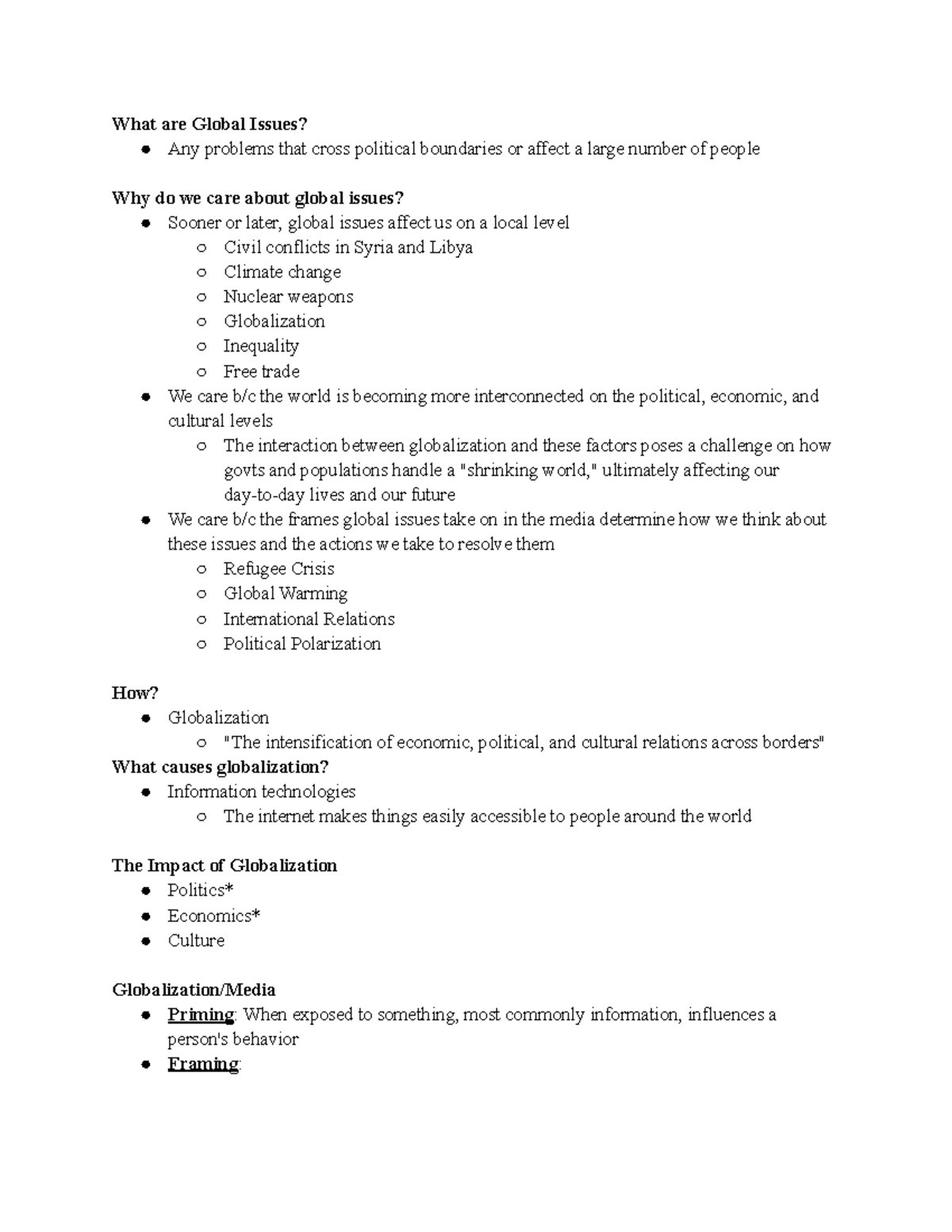 Our Globalized World Exploring Global Issues Notes - What are Global ...