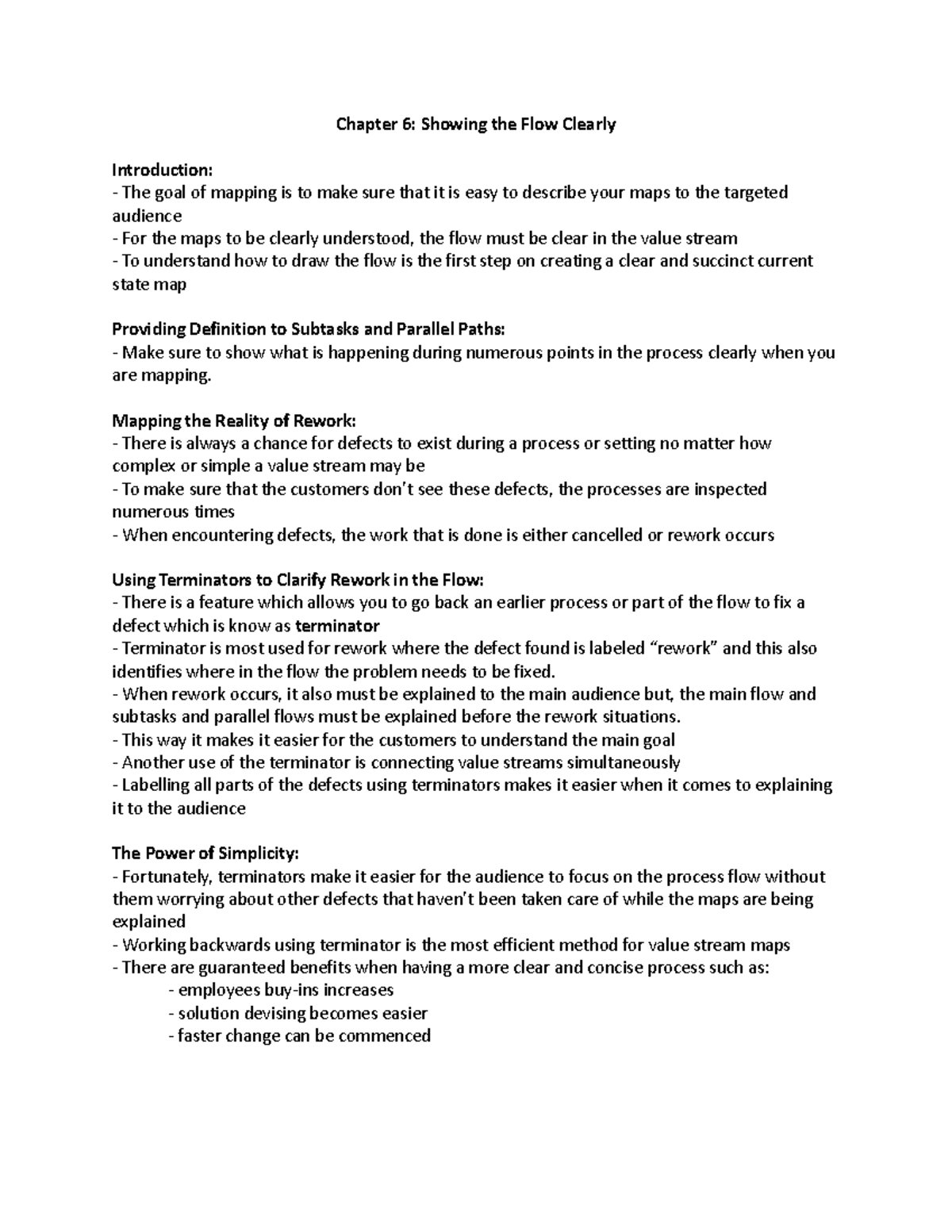 Assignment #3 Chapter 6 Summary - Chapter 6: Showing the Flow Clearly Introduction: The goal of ...