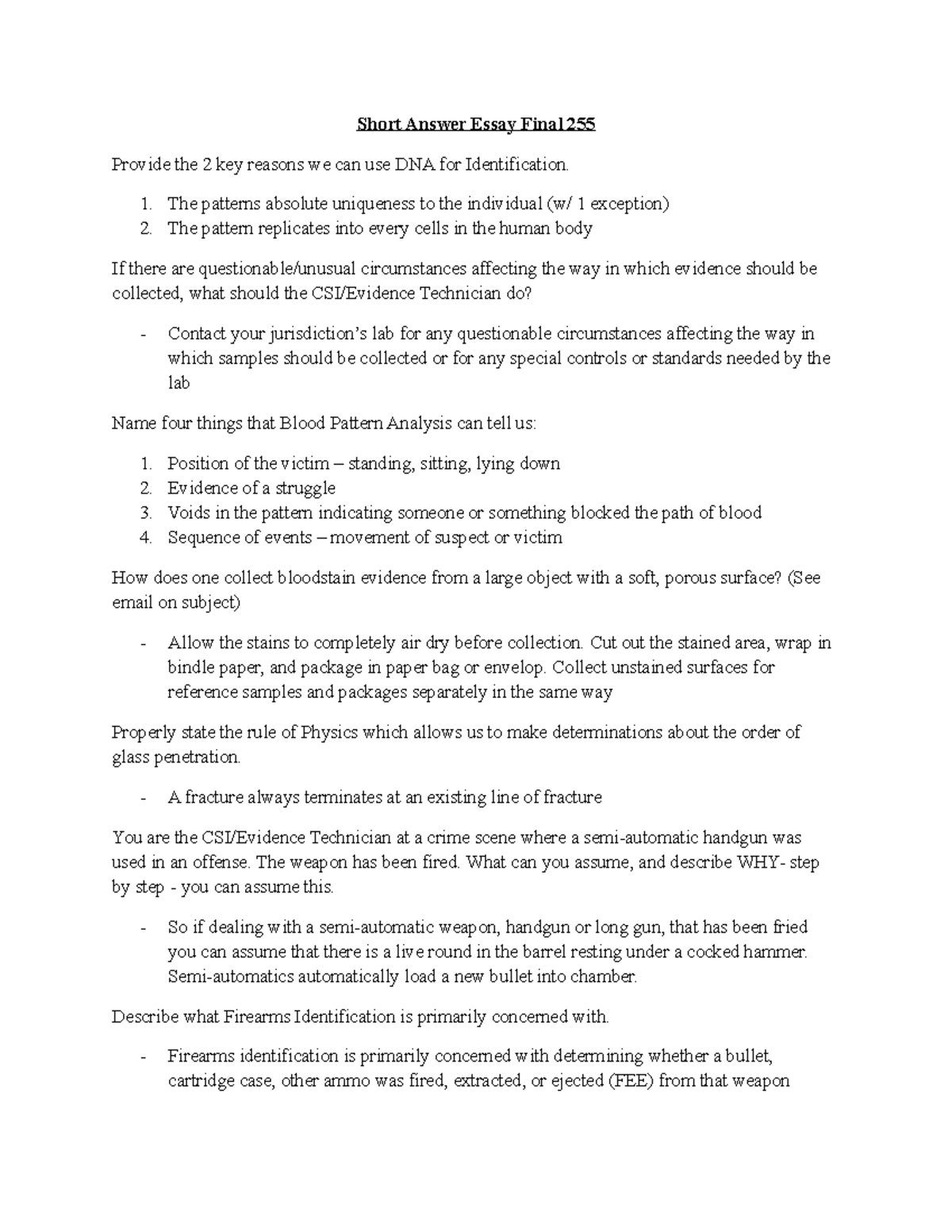 Final Exam Short Answer Questions - Short Answer Essay Final 255 ...