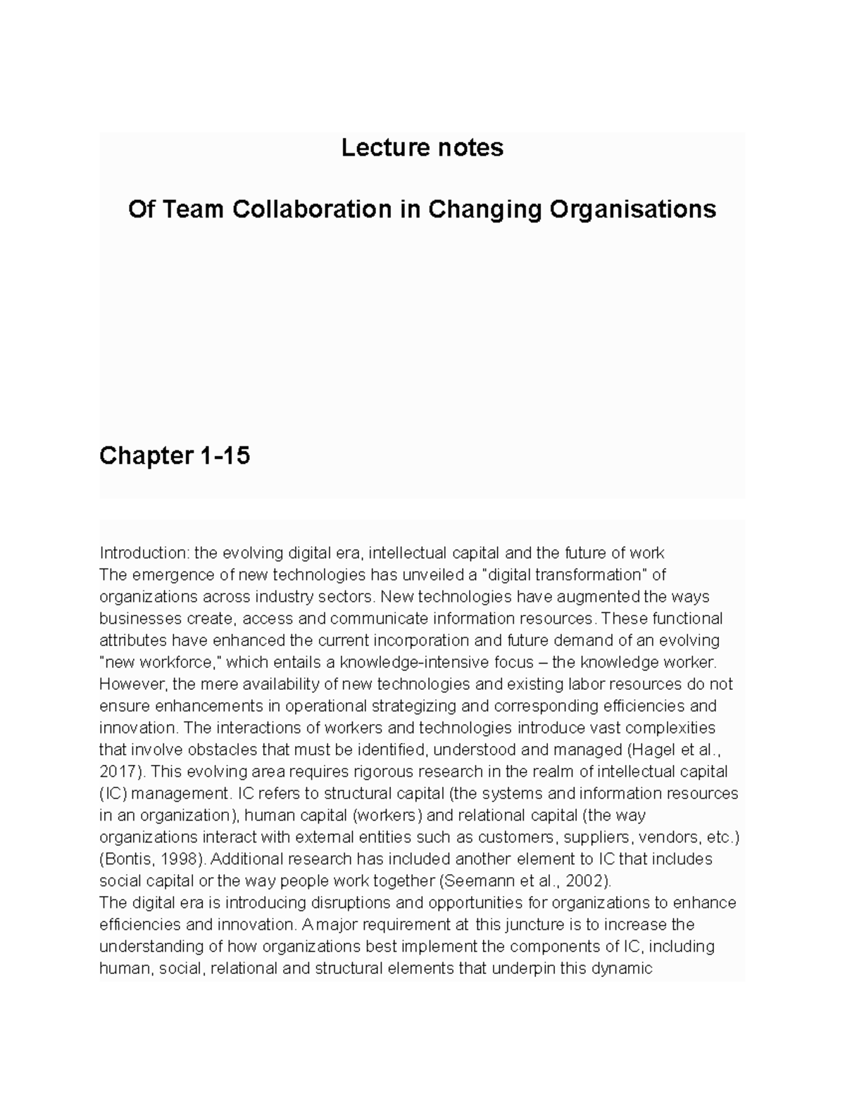 Collaboration Lecture notes - Lecture notes Of Team Collaboration in ...