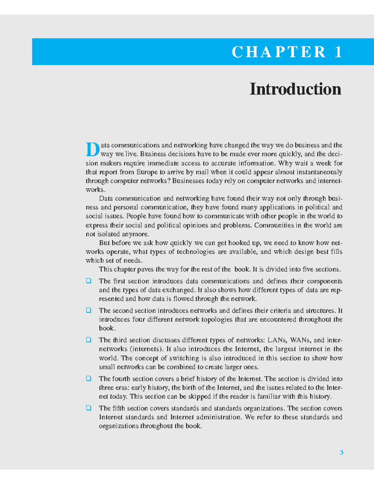 Chapter 1 - 3 C H A P T E R 1 Introduction ata communications and networking have changed the ...