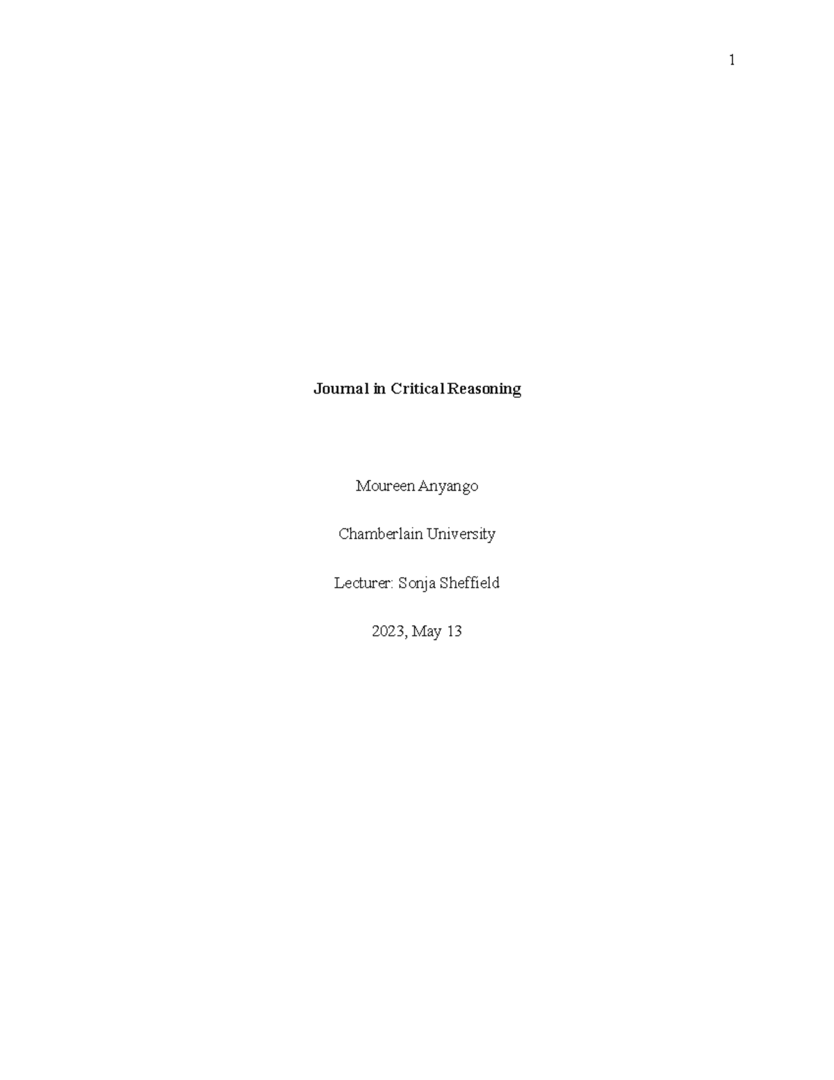 Journal in Critical Reasoning - Journal in Critical Reasoning Moureen ...