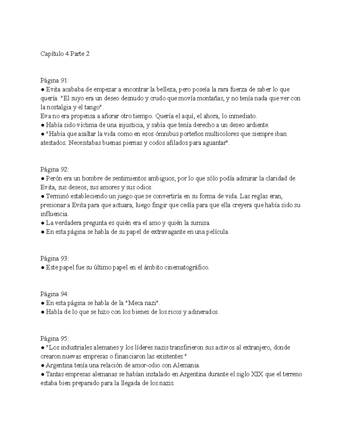 Eva Peron Notes Pg 91-111 - Capítulo 4 Parte 2 Página 91: Evita acababa ...