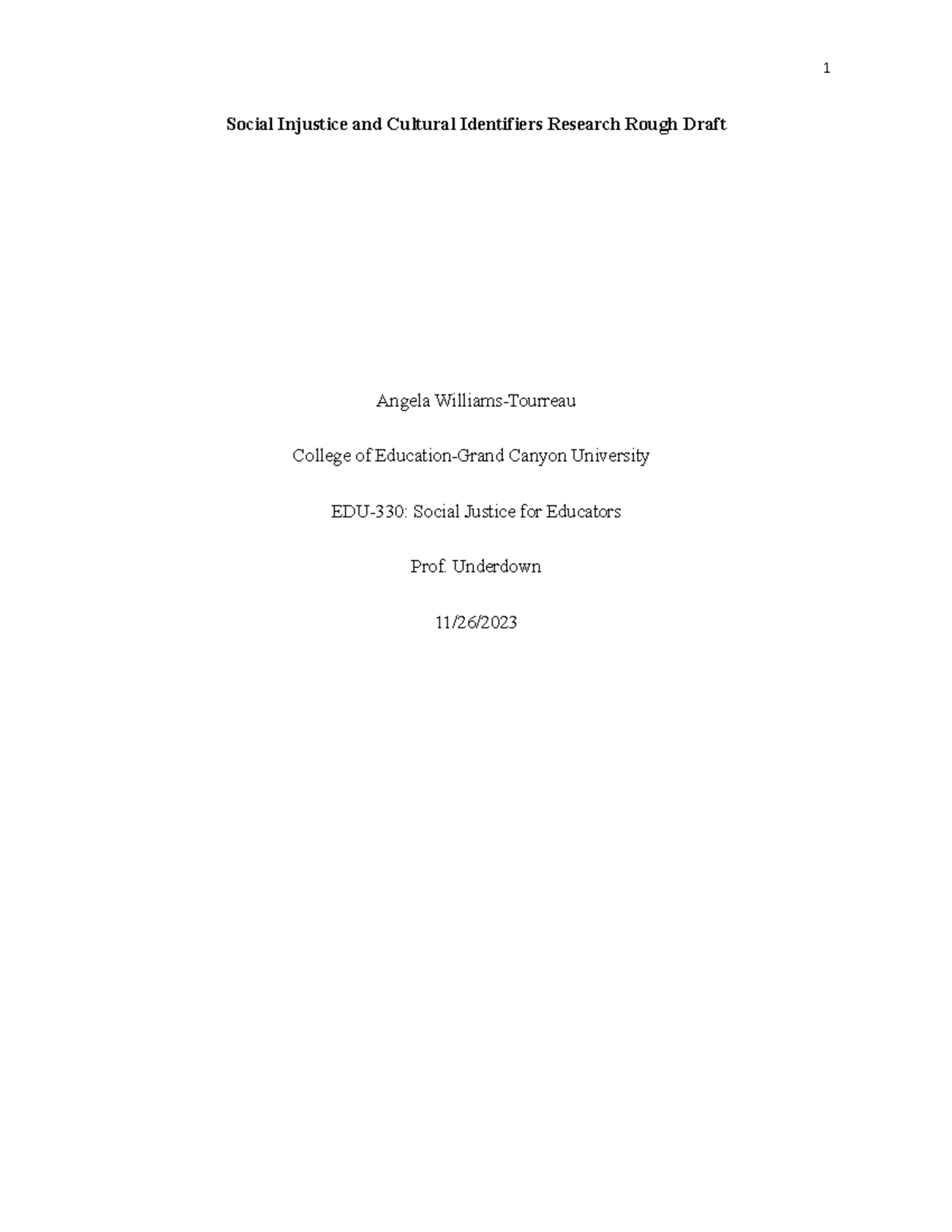 Social Injustice and Cultural Identifiers Research Rough Draft ...