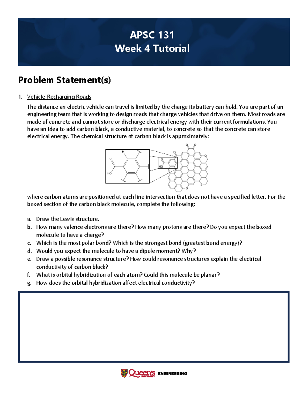 Tutorial 3 Worksheet - Questions for chemestry APSC 131 im to lazy to ...