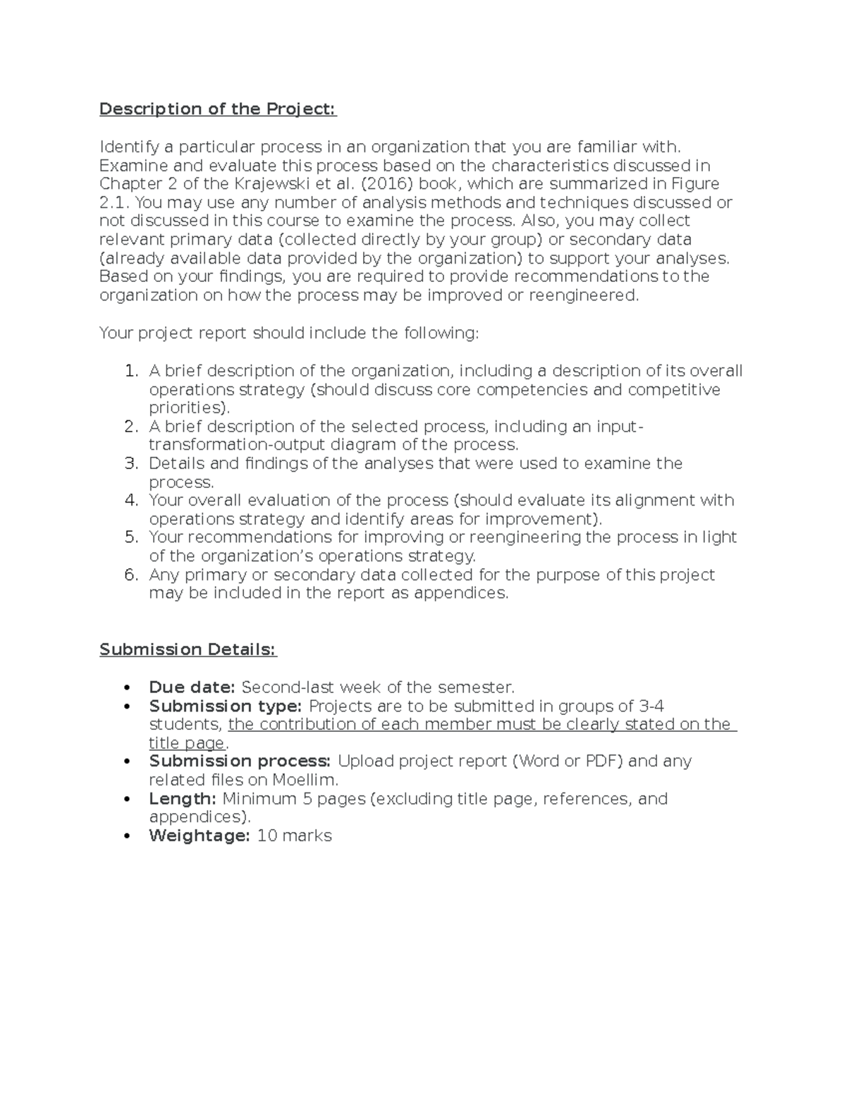 Description of the Project - Description of the Project: Identify a ...