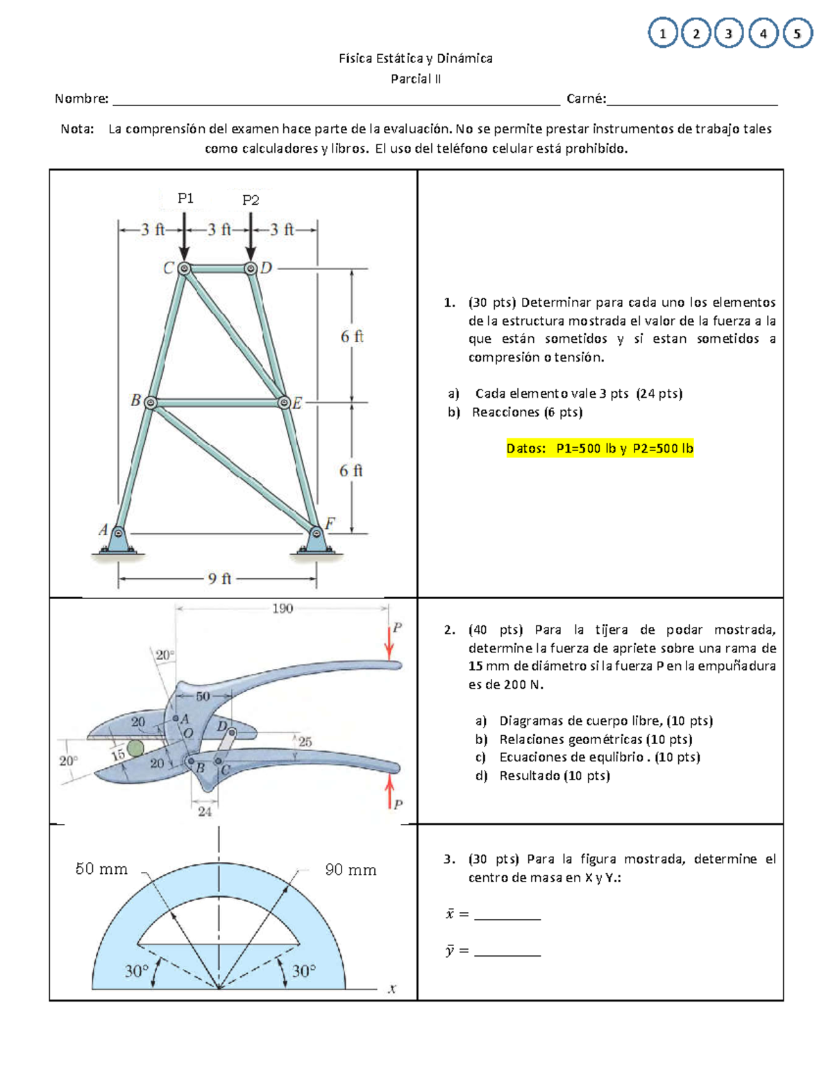 parcial estatica - Warning: TT: undefined function: 32 Física Estática y Dinámica Parcial II ...
