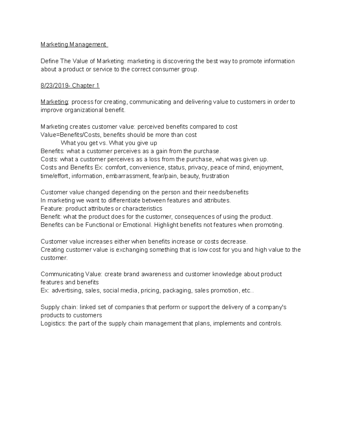 Marketing Management Notes - Marketing Management Define The Value of ...