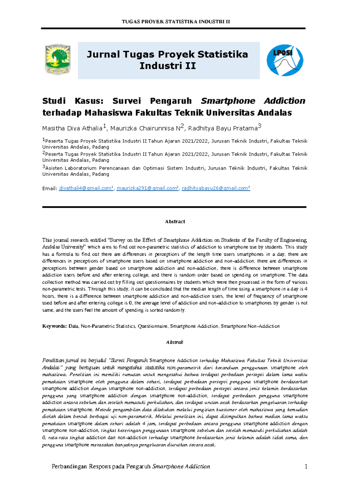 Jurnal 8A Tugas Proyek 3Statind II - Masitha Diva Athalia - 1 TUGAS PROYEK STATISTIKA INDUSTRI ...