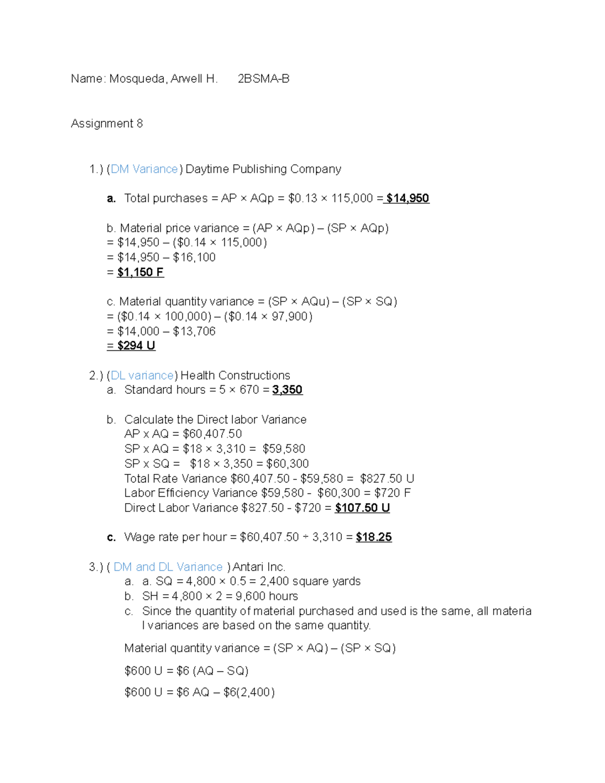 Assignment 8 - This is for practice material to accounting subjects ...