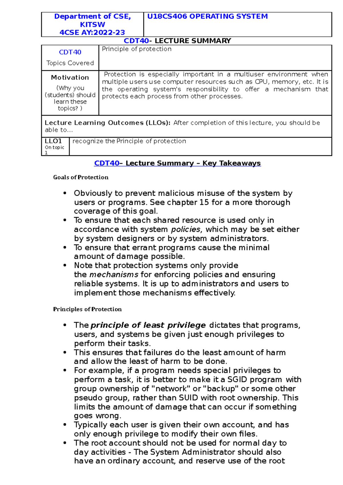 Operating Systems 9 Notes Department Of Cse Kitsw 4cse Ay2022