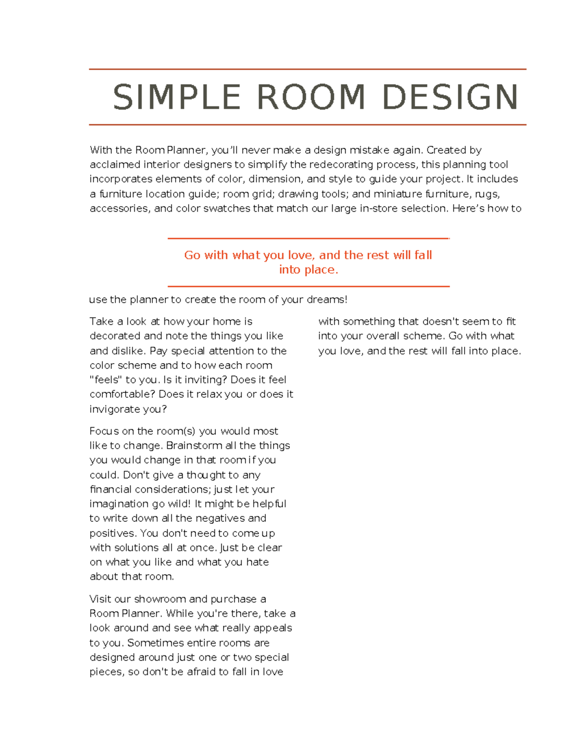 My Compatible - WORD - SIMPLE ROOM DESIGN With the Room Planner, you’ll ...