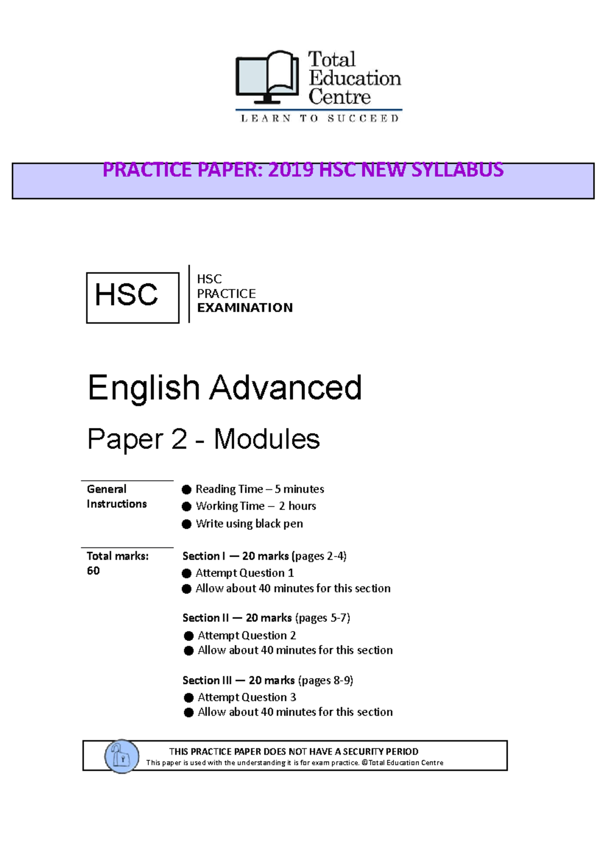 2019 TEC Paper 2 - notes - English Advanced Paper 2 - Modules General ...