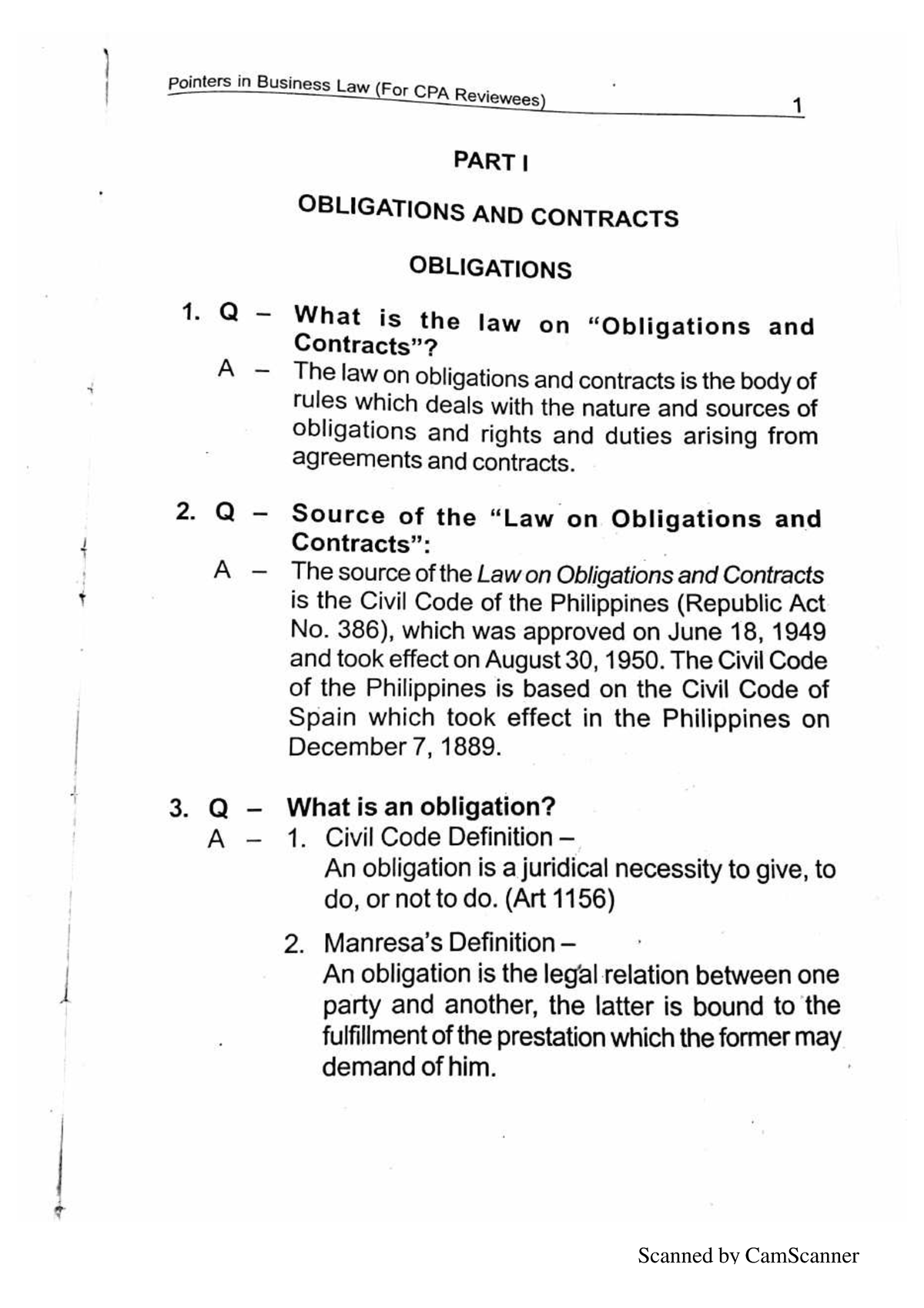 Pointers in business law suarez - Pointers in Business Law (For CPA Reviewees) 1 PART ...