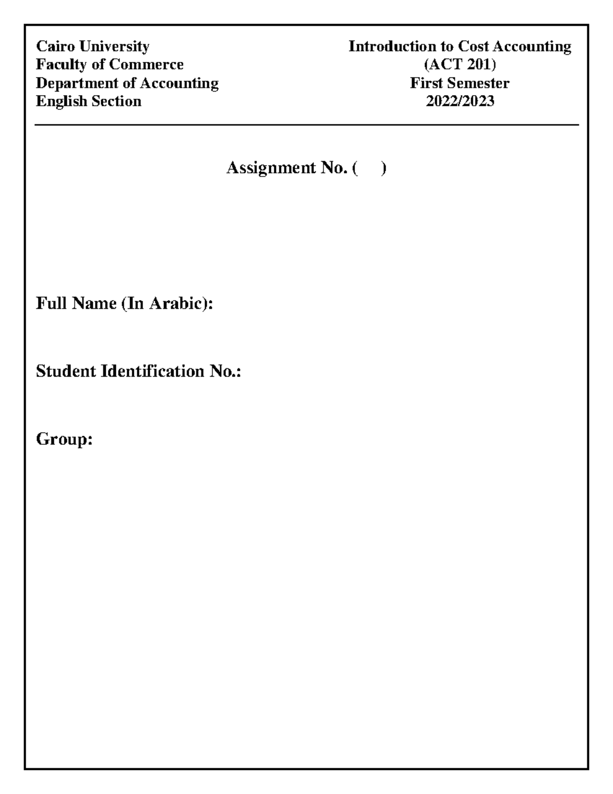 Assignment Cover Page English Section - Accounting Information System ...