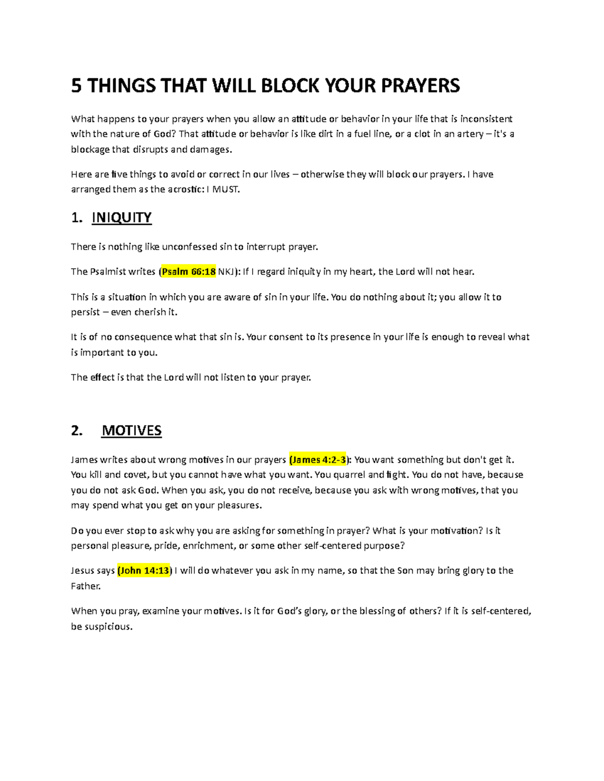 5 Things THAT WILL Block YOUR Prayers - 5 THINGS THAT WILL BLOCK YOUR ...