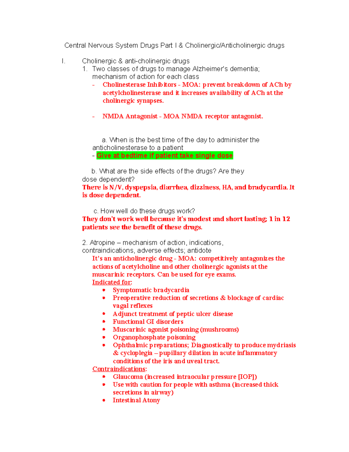 Central Nervous System Part 1 study guide - Central Nervous System ...
