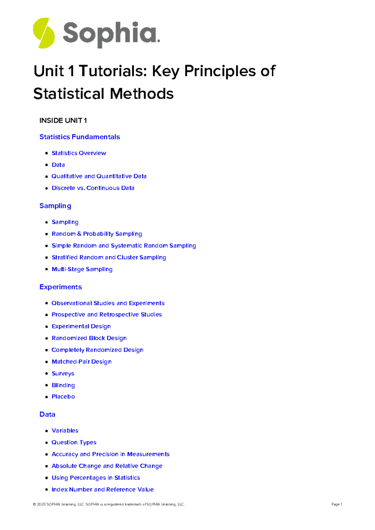 Unit 1 tutorials key principles of statistical methods - FPX4010 - CU ...