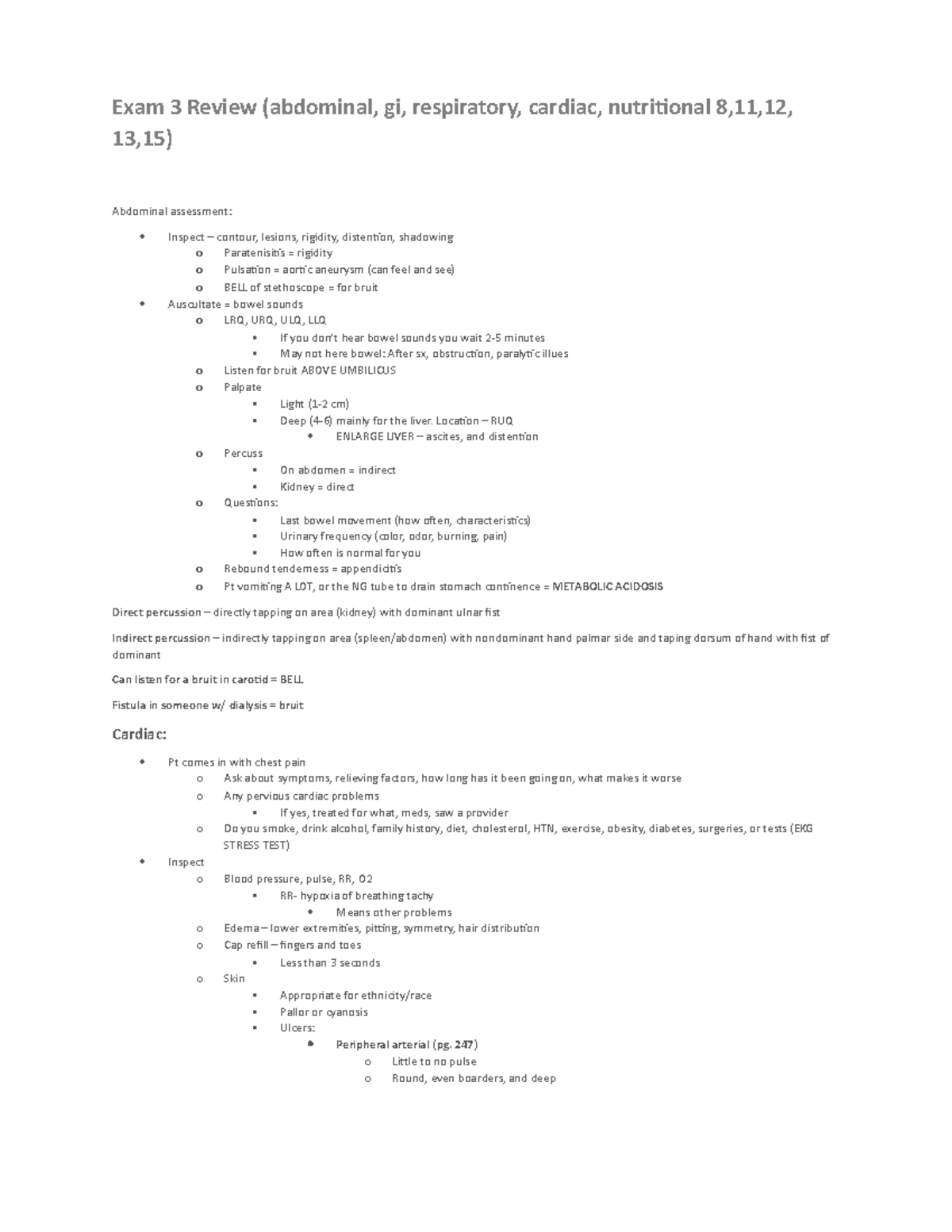 Exam 3 Review PA - Topic information from exam three - Exam 3 Review ...