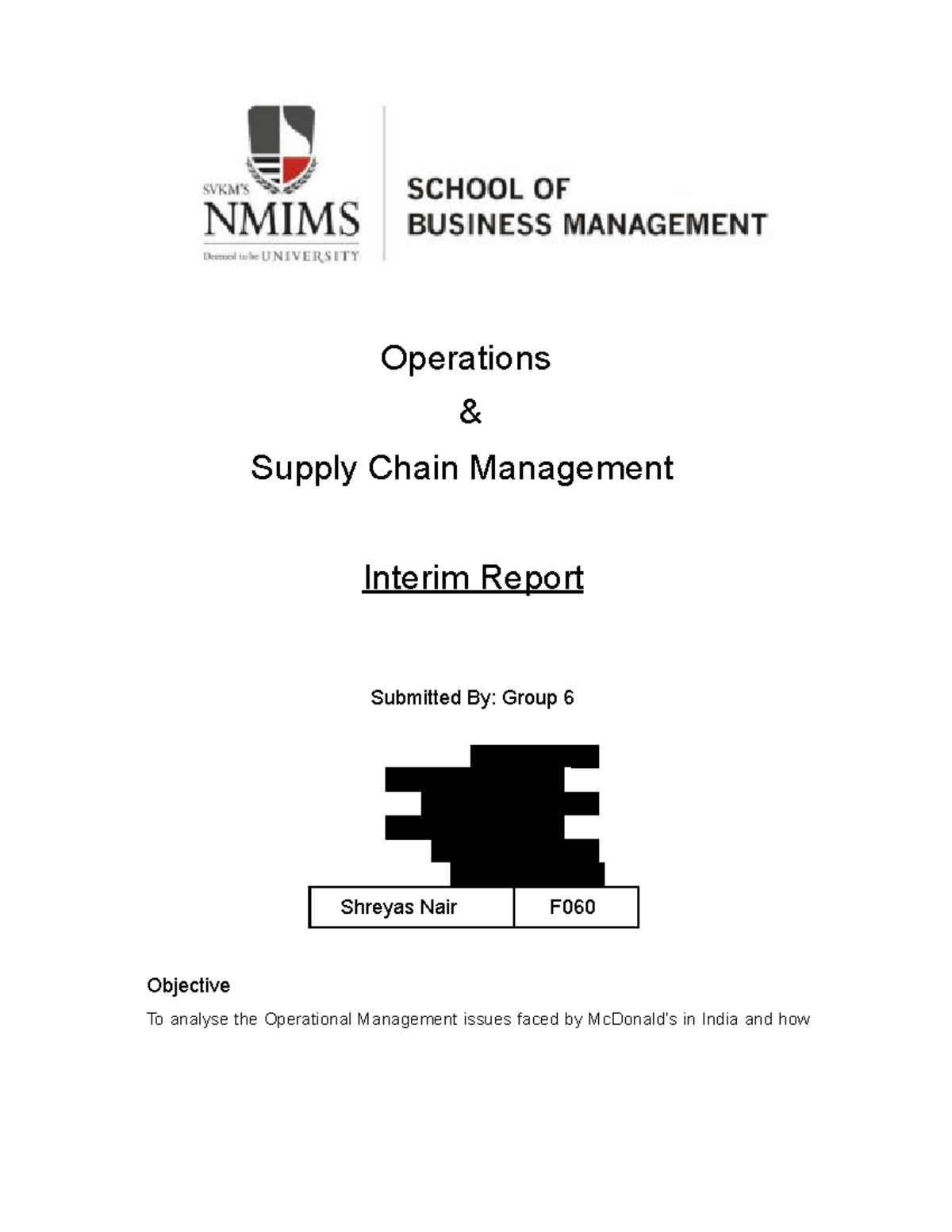 OSCM Div F Grp No 6 - OSCM Div F Grp No 6 - Operations & Supply Chain ...