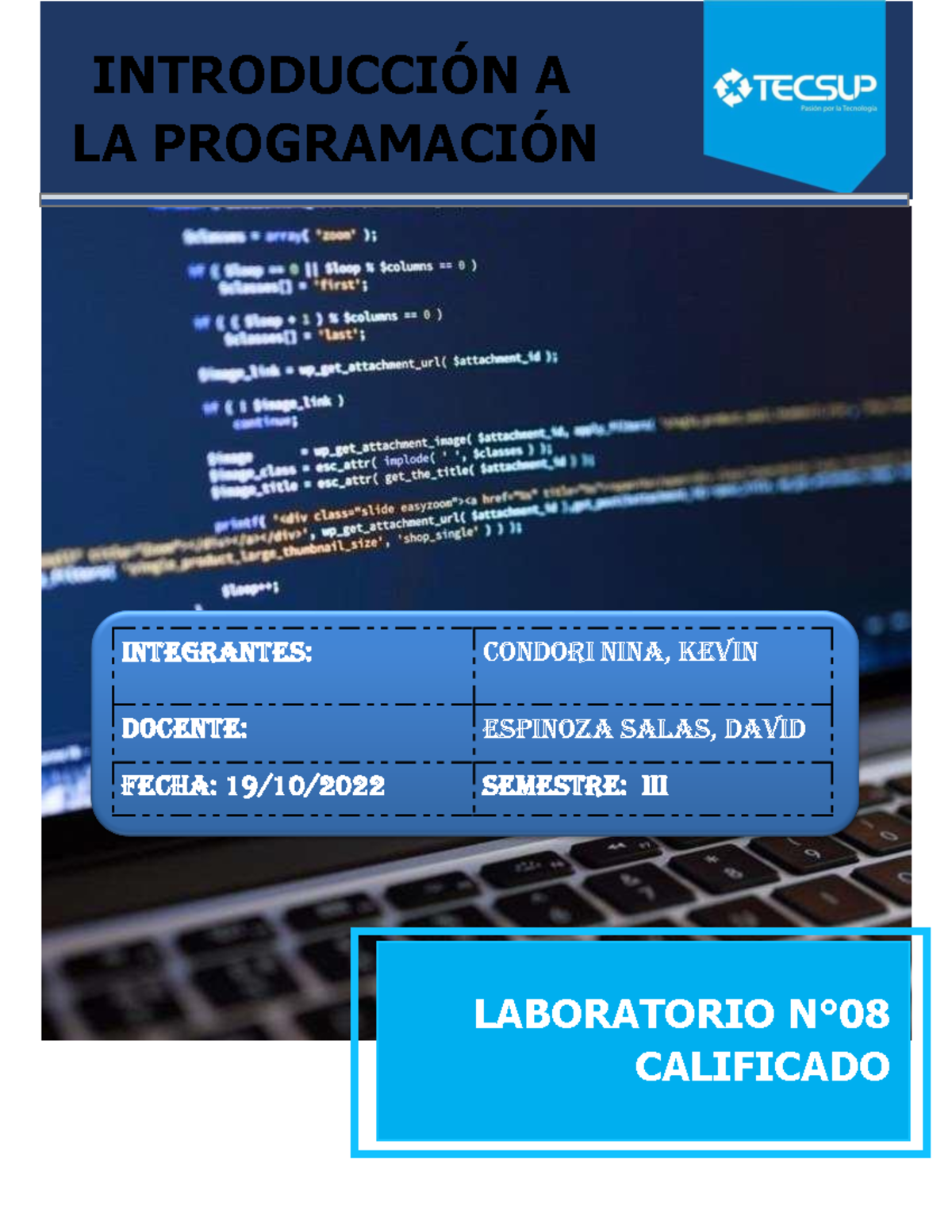 Laboratorio 08 Calificado C5A - LABORATORIO N° CALIFICADO INTRODUCCIÓN ...