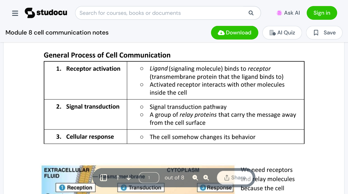 Module 8 cell communication notes - Cell Communication Direct Contact ï ...