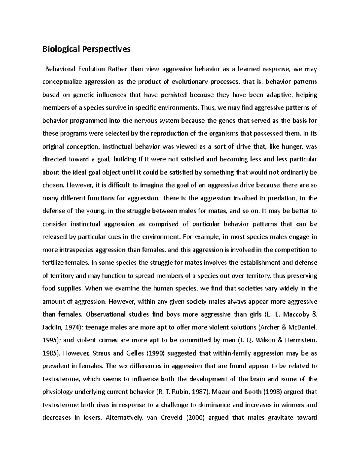 Biological Perspectives - Biological Perspectives Behavioral Evolution ...