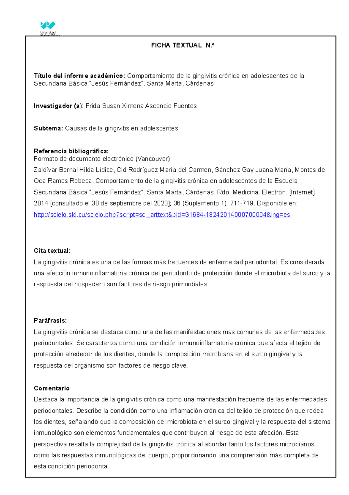 Formatos Ficha Textual Y DE Resumen - FICHA TEXTUAL N.ª Título del ...