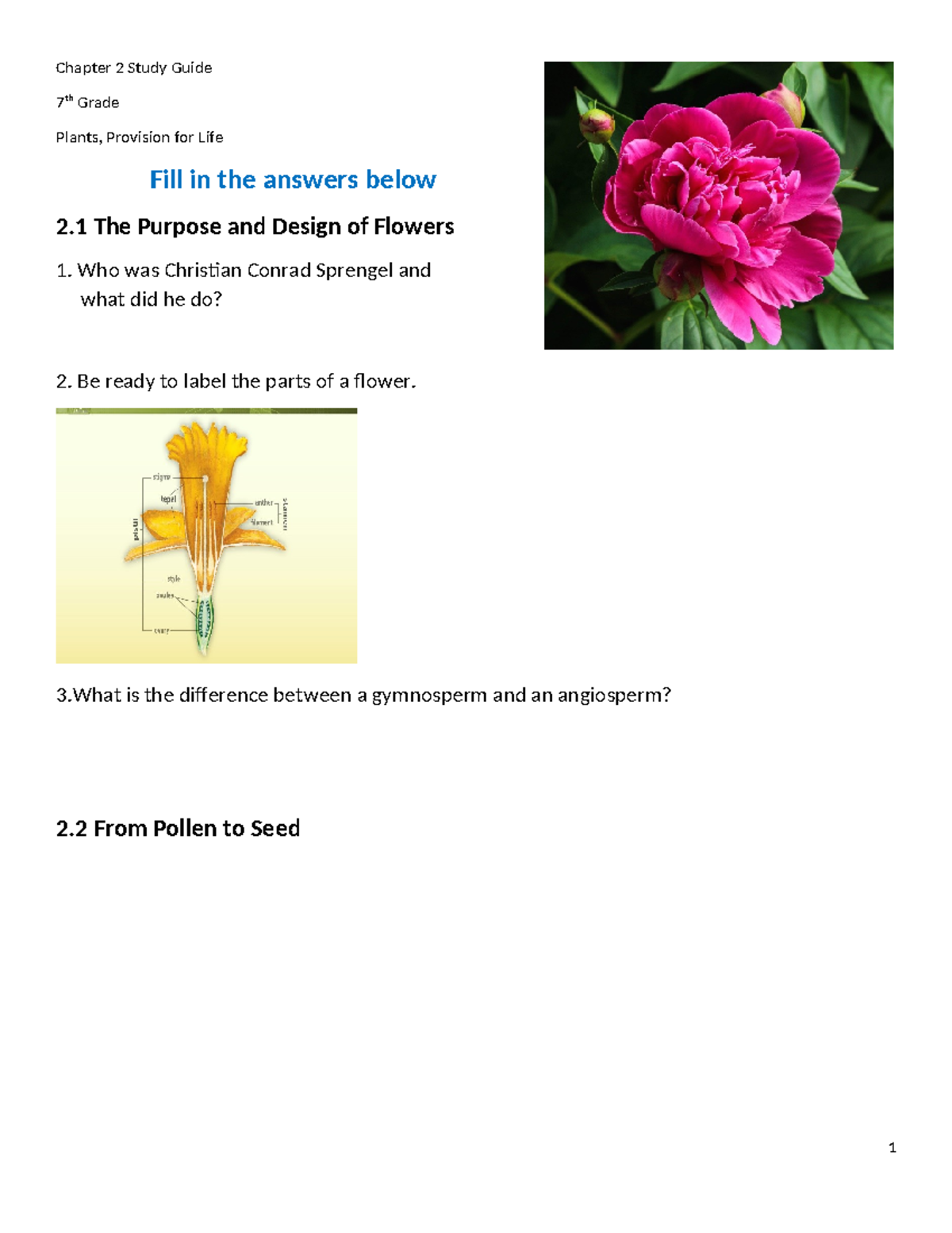 7th grade study guide- Chapter 2 - Chapter 2 Study Guide 7 th Grade ...