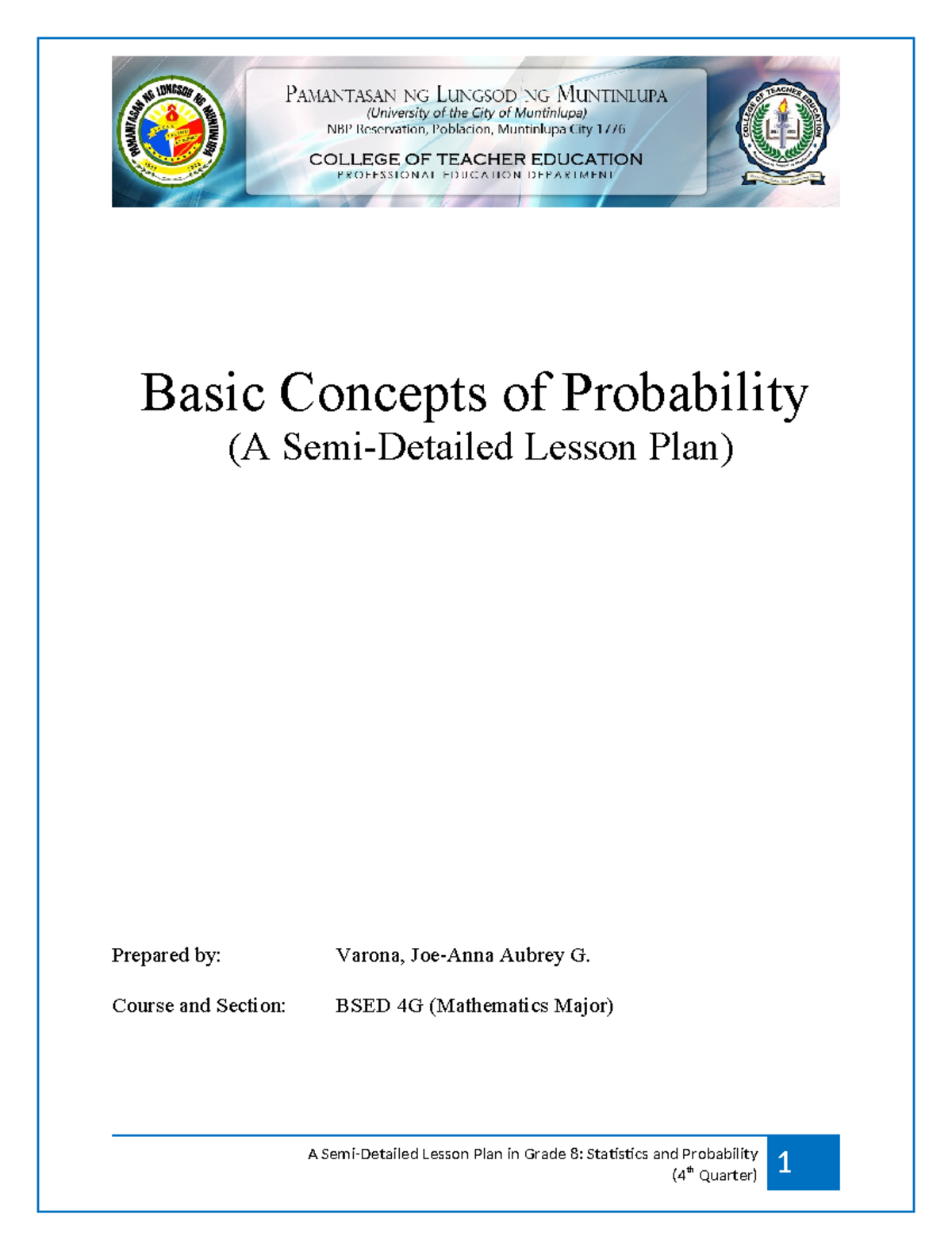Basic Concepts of Probability A Semi Det - Basic Concepts of ...
