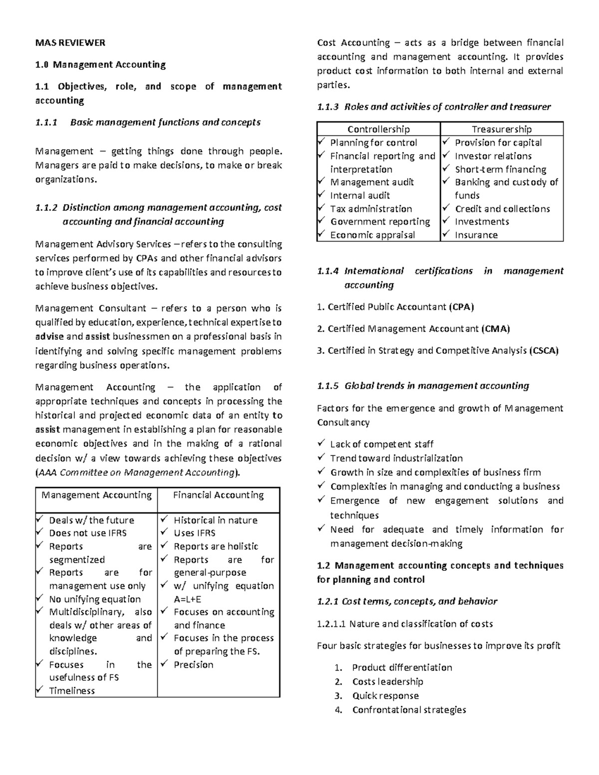 1 MAS Reviewer ( Lecpa) - MAS REVIEWER 1 Management Accounting 1 ...