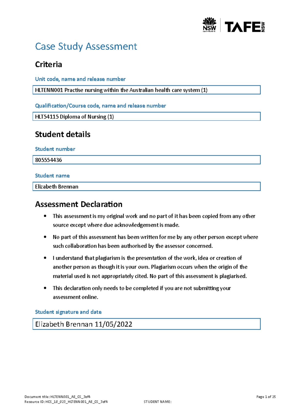 Hltenn 001 AE CS 3of4 - Assignment - Case Study Assessment Criteria ...