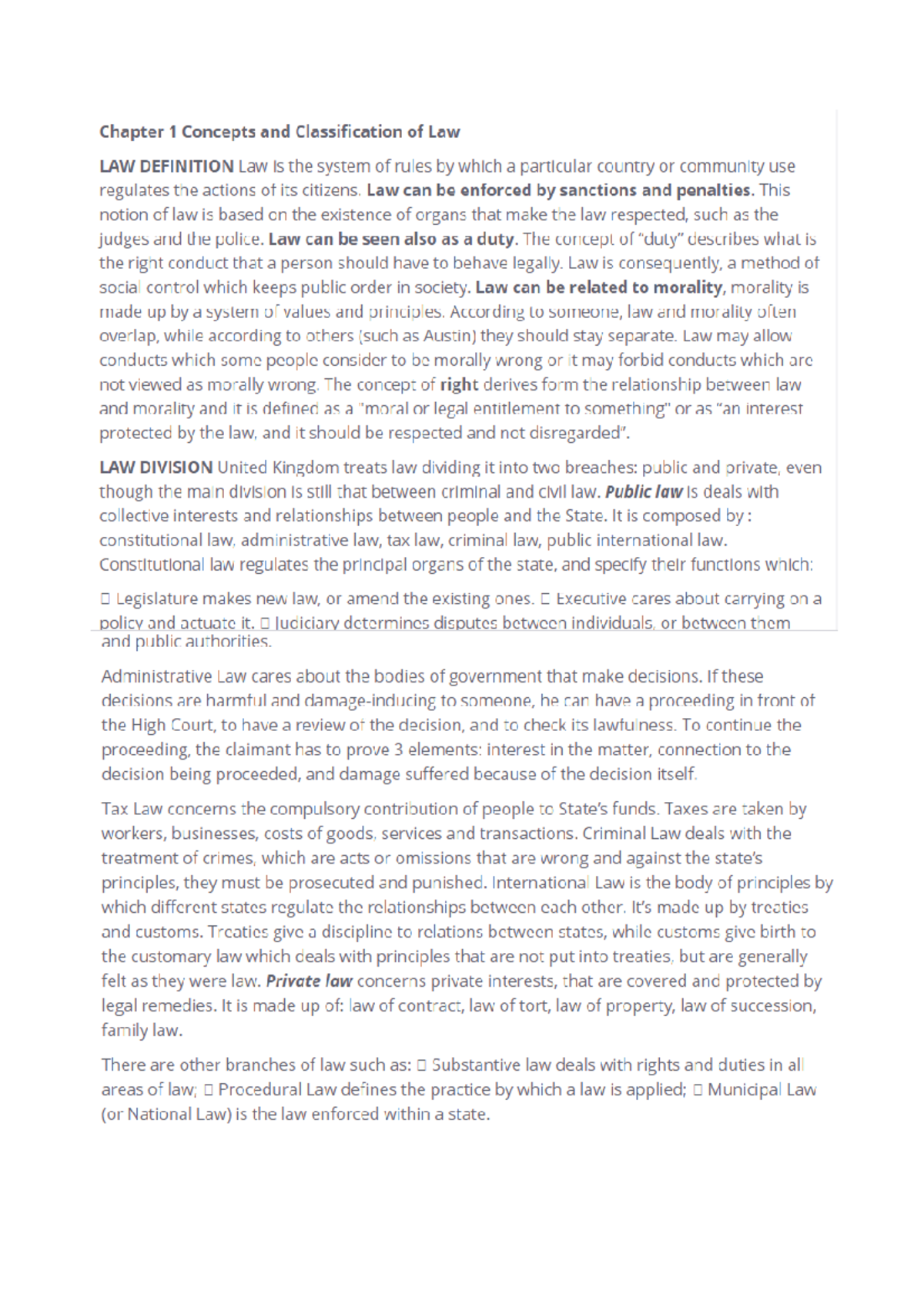 English for law - Chapter 1 Concepts and of Lawr LAW DEFINITIDN Law is ...