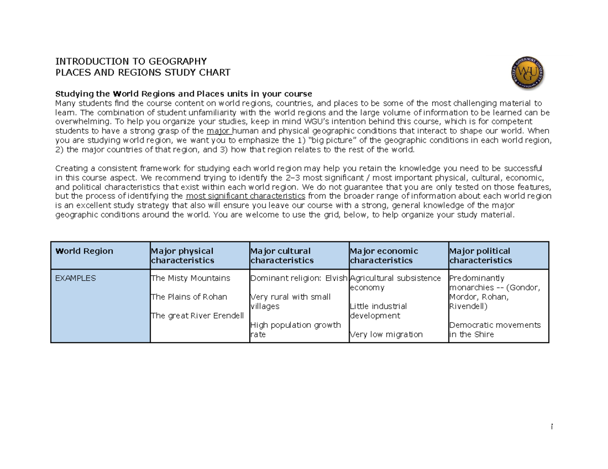 Intro to geography 2021 - INTRODUCTION TO GEOGRAPHY PLACES AND REGIONS ...