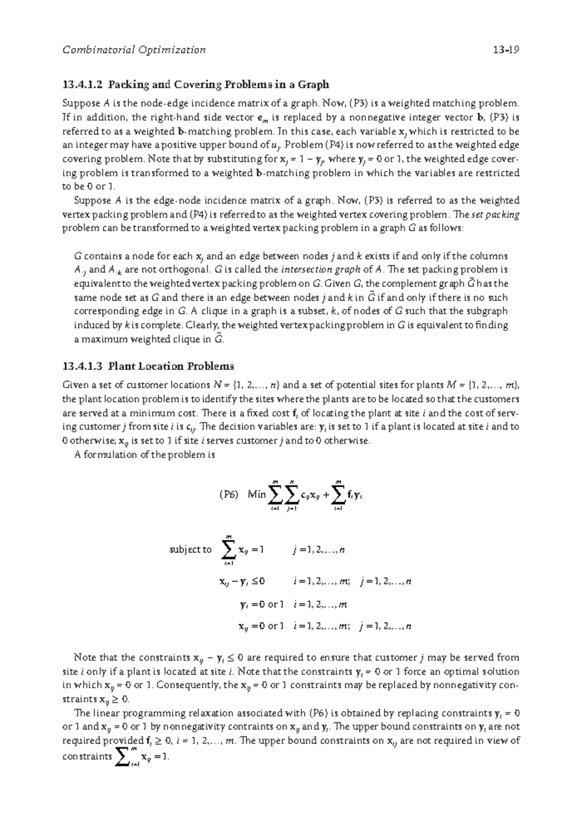 Computing handbook cse (66) - Combinatorial Optimization 13- 19 13.4.1 Packing and Covering ...