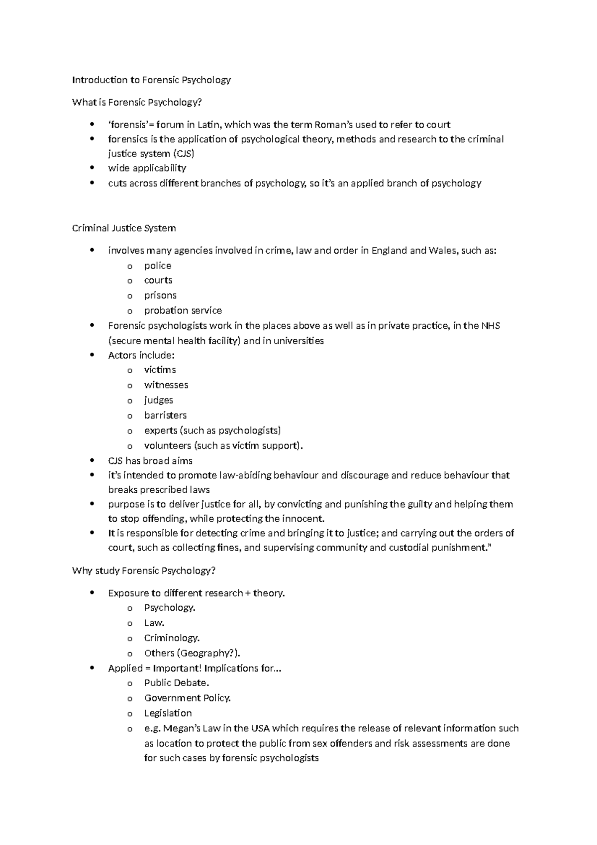 Introduction to forensic psychology - Introduction to Forensic ...