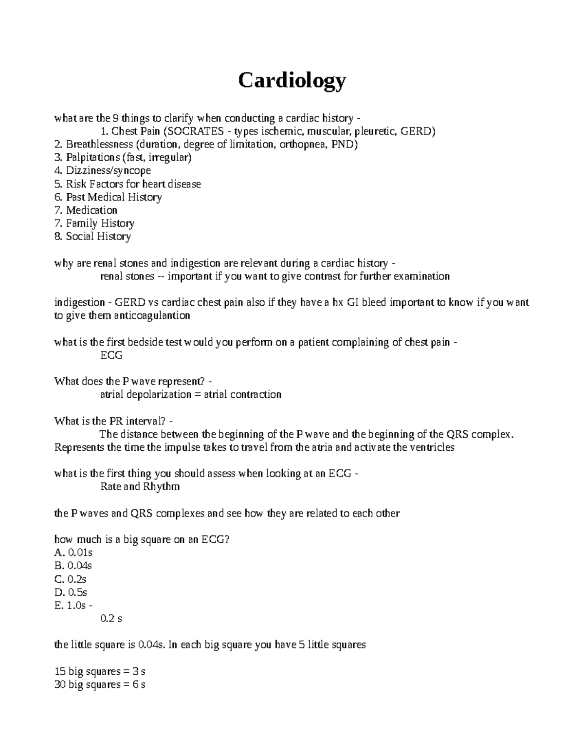 Cardiology Cardiology - Cardiology what are the 9 things to clarify ...